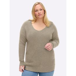 sheego Pullover Damen Gr&ouml;&szlig;e XXXL dunkelbeige
