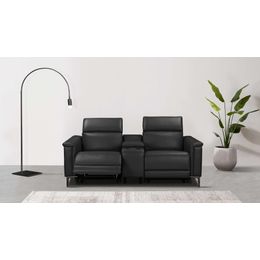 2-Sitzer OTTO HOME "LUND, Kinosofa, Relaxfunktion, TV-Sessel, manuell/elektrisch (USB-A)", schwarz, B:195cm H:97cm T:99cm, Kunstleder 100% Polyurethan, Sofas, Kopfteilverstellung, Getr&auml;nkachhalter, u. Staufach