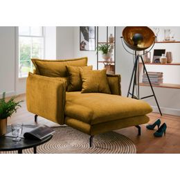 Loveseat Home Affaire "LAVA Mega Ohrenbacken Sessel, modern & elegant, aktuelle Kissenoptik", gelb, dunkel, B:111cm H:101cm T:167cm, Sessel