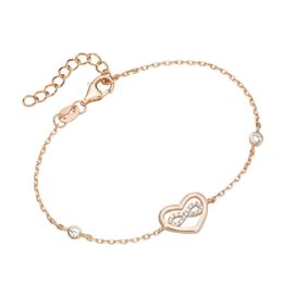 Armband Smart Jewel "Herz mit Infinity - Zeichen, Zirkonia Steine, Silber 925", rosa (ros&eacute; vergoldet), Armb&auml;nder, Damen, 19cm, Silber 925 (Sterlingsilber), Armband