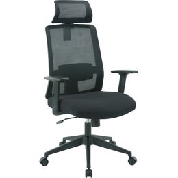 B&uuml;rostuhl OTTO HOME "Tallard, Mesh Schreibtischstuhl, ergonomische Ausstattung", schwarz (schwarz, schwarz), B:68cm H:114cm T:68cm, St&uuml;hle, B&uuml;rostuhl, verstellbare Kopfst&uuml;tze, Lumbalst&uuml;tze & Armlehnen