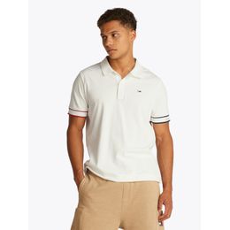 Poloshirt Tommy Jeans PLUS "TJM SLIM FLAG CUFF POLO EXT", Herren, Gr. 4XL, beige (ecru), Piqu&eacute;, Obermaterial: 100% Baumwolle, slim fit, Shirts, Gro&szlig;e Gr&ouml;&szlig;en