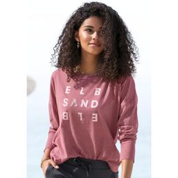 ELBSAND Longsleeve 'Ingrun' violett Gr. M (38) f&uuml;r Damen. Rundhals und Logodruck. Figurumspielend. Nachhaltig.