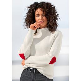 Lascana Stehkragenpullover wollwei&szlig; Gr. 36/38 f&uuml;r Damen. Figurumspielend. Nachhaltig.