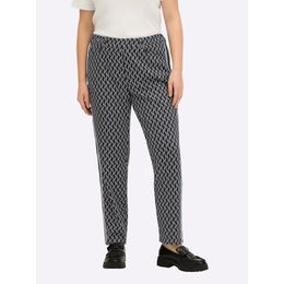 sheego Hose Damen Gr&ouml;&szlig;e 42 grau / schwarz / wei&szlig;