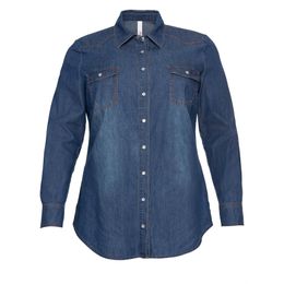 sheego Bluse Damen Gr&ouml;&szlig;e 6XL blue denim