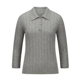 Fadenmeister Berlin - Polo-Pullover aus 100% Kaschmir, grau, Gr. 46 / L - Kaschmir