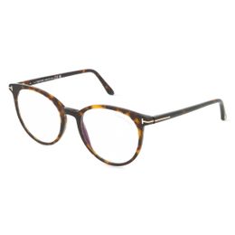 Tom Ford FT5575-B Brille Unisex | Fassung: Vollrand, Rund, Braun Havanna