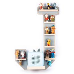 BOARTI Kinderregal Buchstabe J h&auml;ngend f&uuml;r Toniebox und Tonie Figuren platzsparendes Regal H. 54 x B. 37 x T. 19 Wandregal Musikbox und Figuren Aufbewahrung Magneteins&auml;tzen Aufbewahrungsregal Holz