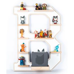 BOARTI Kinderregal Buchstabe B h&auml;ngend f&uuml;r Toniebox und Tonie Figuren platzsparendes Regal Ma&szlig;e H. 54 x B. 41 x T. 19 Wandregal Musikbox Figuren Aufbewahrung Magneteins&auml;tzen Aufbewahrungsregal Holz