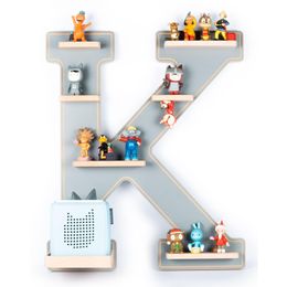 BOARTI Kinderregal Buchstabe K h&auml;ngend f&uuml;r Toniebox und Tonie Figuren platzsparendes Regal H. 54 x B. 45 x T. 19 Wandregal Musikbox Figuren Aufbewahrung mit Magneteins&auml;tzen Aufbewahrungsregal Holz