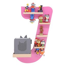 BOARTI Kinderregal Buchstabe J h&auml;ngend f&uuml;r Toniebox und Tonie Figuren platzsparendes Regal H. 47 x B. 32 x T. 19 Wandregal Musikbox und Figuren Aufbewahrung Magneteins&auml;tzen Aufbewahrungsregal Holz