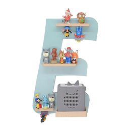 BOARTI Kinderregal Buchstabe E h&auml;ngend f&uuml;r Toniebox und Tonie Figuren platzsparendes Regal H. 47 x B. 32 x T. 19 Wandregal Musikbox und Figuren Aufbewahrung Magneteins&auml;tzen Aufbewahrungsregal Holz