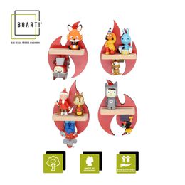 BOARTI Kinderregal Flammen Feuerwehr h&auml;ngend f&uuml;r Tonie Figuren platzsparendes Regal Ma&szlig;e: H. 31 x B. 21 x T. 5 cm Wandregal f&uuml;r Figuren Aufbewahrung mit Magneteins&auml;tzen Aufbewahrungsregal Holz