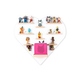BOARTI Kinderregal Herz h&auml;ngend f&uuml;r Toniebox und Tonie Figuren platzsparendes Regal H. 51 x B. 54 x T. 19 cm Wandregal f&uuml;r Musikbox und Figuren Aufbewahrung Magneteins&auml;tzen Aufbewahrungsregal Holz