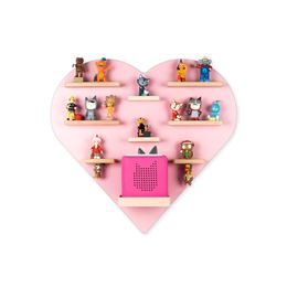 BOARTI Kinderregal Herz h&auml;ngend f&uuml;r Toniebox und Tonie Figuren platzsparendes Regal H. 51 x B. 54 x T. 19 cm Wandregal f&uuml;r Musikbox und Figuren Aufbewahrung Magneteins&auml;tzen Aufbewahrungsregal Holz