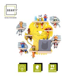 BOARTI Kinderregal Tier L&ouml;we h&auml;ngend f&uuml;r Toniebox und Tonie Figuren platzsparendes Regal H. 42 x B. 42 x T. 19 cm Wandregal Musikbox und Figuren Aufbewahrung Magneteins&auml;tzen Aufbewahrungsregal Holz