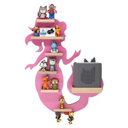 BOARTI Kinderregal Meerjungfrau h&auml;ngend f&uuml;r Toniebox und Tonie Figuren platzsparendes Regal H. 50 x B. 39 x T. 19 Wandregal Musikbox und Figuren Aufbewahrung Magneteins&auml;tzen Aufbewahrungsregal Holz