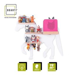 BOARTI Kinderregal Tier Pferd h&auml;ngend f&uuml;r Toniebox und Tonie Figuren platzsparendes Regal H. 42 x B. 46 x T. 19 Wandregal f&uuml;r Musikbox Figuren Aufbewahrung Magneteins&auml;tzen Aufbewahrungsregal Holz
