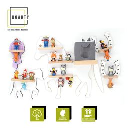 BOARTI Kinderregal Tier Pferd h&auml;ngend f&uuml;r Toniebox und Tonie Figuren platzsparendes Regal H. 43 x B. 68 x T. 19 Wandregal Musikbox Figuren Aufbewahrung mit Magneteins&auml;tzen Aufbewahrungsregal Holz