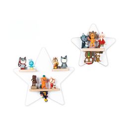 BOARTI Kinderregal Stern h&auml;ngend f&uuml;r Tonie Figuren platzsparendes Regal Ma&szlig;e: H. 33 x B. 33 x T. 5 cm Wandregal f&uuml;r Figuren Aufbewahrung mit Magneteins&auml;tzen Aufbewahrungsregal Holz
