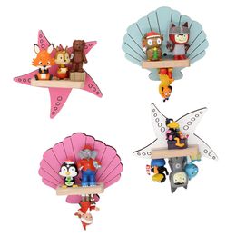 BOARTI Kinderregal Muschel h&auml;ngend f&uuml;r Toniebox und Tonie Figuren platzsparendes Regal H. 31 x B. 34 x T. 19 cm Wandregal Musikbox und Figuren Aufbewahrung Magneteins&auml;tzen Aufbewahrungsregal Holz