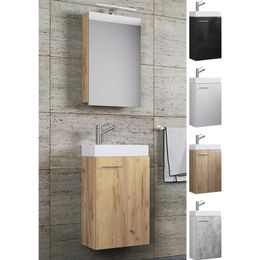 Vcm 3-tlg Set Waschplatz f&uuml;r G&auml;ste WC G&auml;stebad Waschtisch Toilette Badm&ouml;bel Badezimmer Set - Slito SC