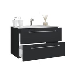 Vcm 2-tlg. Waschplatz Waschtisch Waschbecken Unterschrank Breite 60 cm Badm&ouml;bel Set h&auml;ngend mit zwei Schubladen Badinos