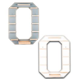 BOARTI Kinderregal Buchstabe O h&auml;ngend f&uuml;r Toniebox und Tonie Figuren platzsparendes Regal H. 54 x B. 40 x T. 19 Wandregal Musikbox und Figuren Aufbewahrung Magneteins&auml;tzen Aufbewahrungsregal Holz