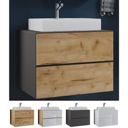 Vcm 2-tlg. Waschplatz Waschtisch Waschbecken Unterschrank Breite 60 cm Badm&ouml;bel Set mit Schubladen Lendas