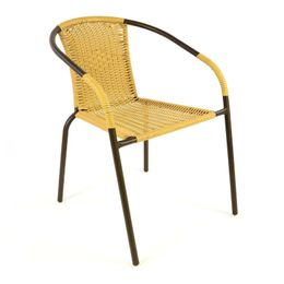 Vcm Stapelstuhl Balkonstuhl Bistrostuhl beige hellbraun Poly-Rattan Ma&szlig;e H. 73x B. 53x T. 60 cm