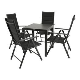 DEGAMO Garnitur PARIS 5-teilig, Alu + Kunstgewebe schwarz