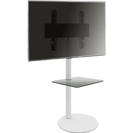Vcm TV Standfu&szlig; mit Zwischenboden 32-70 Zoll VESA max. 600x400 bis 40 kg Runder Fernseh St&auml;nder aus Alu TV Bodenst&auml;nder Ma&szlig;e ca. H. 100 x B. 55 x T. 45 cm Fernsehstand Cirla
