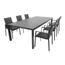 DEGAMO Garnitur LAGOS XL 7-teilig, Alu + Kunstgewebe dunkelgrau