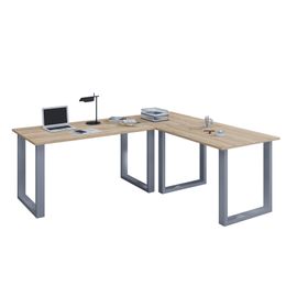 Vcm Vcm Holz Schreibtisch Eckschreibtisch schlicht 190x160 L Form links oder rechts Arbeitstisch Platte 80 cm tief Computertisch B&uuml;rom&ouml;bel - Lona U