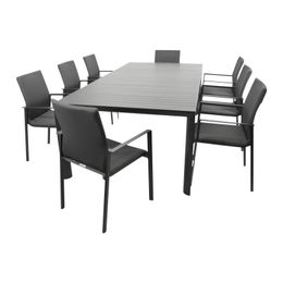DEGAMO Garnitur LAGOS XL 9-teilig, Alu + Kunstgewebe dunkelgrau