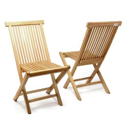 Vcm 2er Set Gartenstuhl Teak Holz behandelt klappbar Holzstuhl Balkonstuhl Ma&szlig;e B. 46 x H. 89 x T. 62cm
