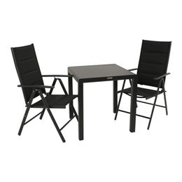 DEGAMO Garnitur PARIS 3-teilig, Alu + Kunstgewebe schwarz