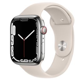Apple Watch Series 7 (2021) GPS + Cellular 45 mm - Rostfreier Stahl Silber - Sportarmband Polarstern