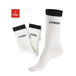 Copenhagen Studios Tennissocken wei&szlig; Gr. 35-38 f&uuml;r Damen. Mit Logoschriftzug. Elastisch. Nachhaltig.