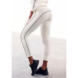 H.I.S. H.I.S Leggings braun Gr. 32/34 f&uuml;r Damen. Mit Logostickerei, Piping. Figurbetont. Nachhaltig.