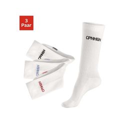 Copenhagen Studios Tennissocken wei&szlig; Gr. 35-38 f&uuml;r Damen. Mit Logoschriftzug. Elastisch. Nachhaltig.
