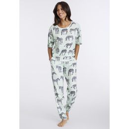 Vivance Dreams Pyjama mehrfarbig Gr. 32/34 f&uuml;r Damen. Rundhals und Print, Allover-Druck. Loose Fit. Nachhaltig.