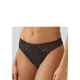 s.Oliver String 'Charlotte' schwarz Gr. 32/34 f&uuml;r Damen. Mit Bord&uuml;re, Mesheinsatz. K&ouml;rpernah