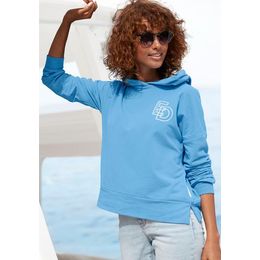 ELBSAND Kapuzensweatshirt 'Jonna' azurblau Gr. L (40) f&uuml;r Damen. Ohne Ausschnitt und Logodrucke. Figurumspielend. Nachhaltig.