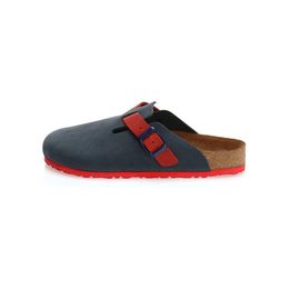Comfortfusse Leder-Clogs in Dunkelblau/ Rot - 50% | Gr&ouml;&szlig;e 40 | Damen-pantoletten