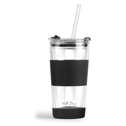 Vialli Design Thermoglas mit Trinkhalm in Schwarz - 600 ml - 12% | Damen-outdoor-ausruestung