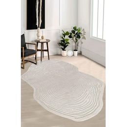 ABERTO DESIGN Kurzflor-Teppich in Creme - 67% | Gr&ouml;&szlig;e 100x200 cm |