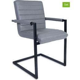 LIFA LIVING 2er-Set: Freischwinger "Adelaide" in Grau - (B)45 x (H)84 x (T)54 cm - 75% | Sitzmoebel