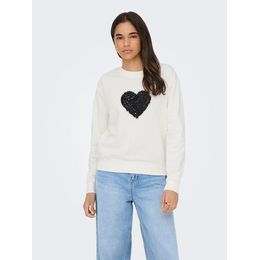 Jacqueline de Yong JDY Sweatshirt "Paris" in Creme/ Schwarz - 40% | Gr&ouml;&szlig;e M | Damen-sweatshirts-jacken